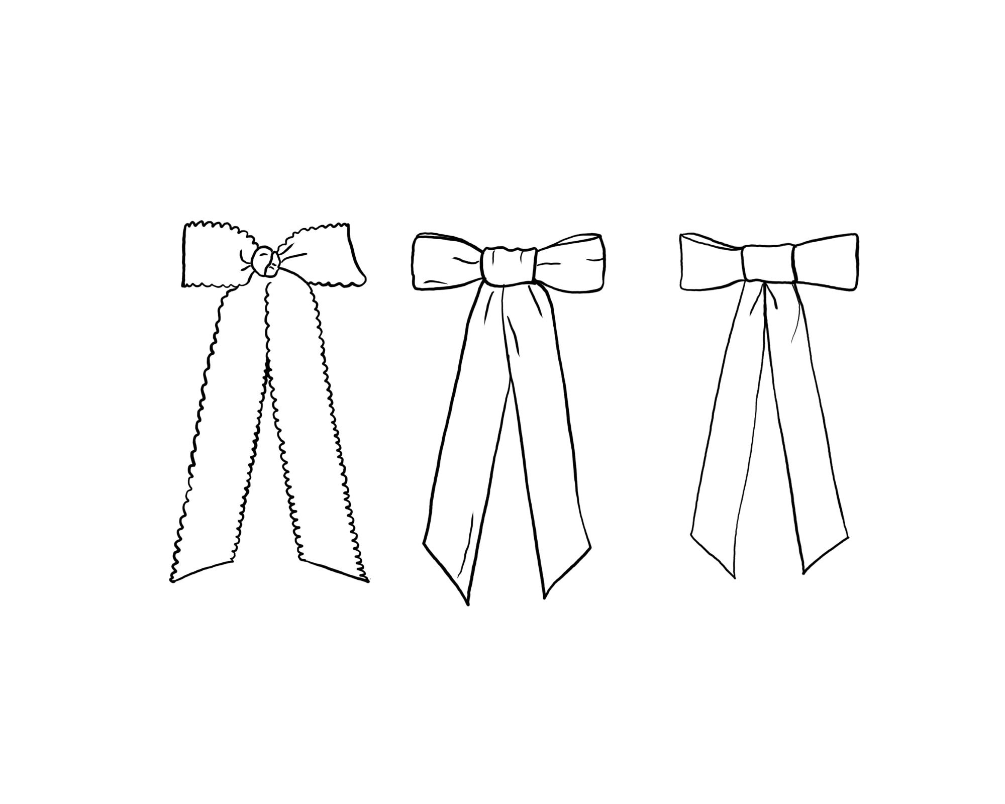 Hand Drawn Bow Clip Art İllustration,ribbon Bow Drawing,line Art Bow ...