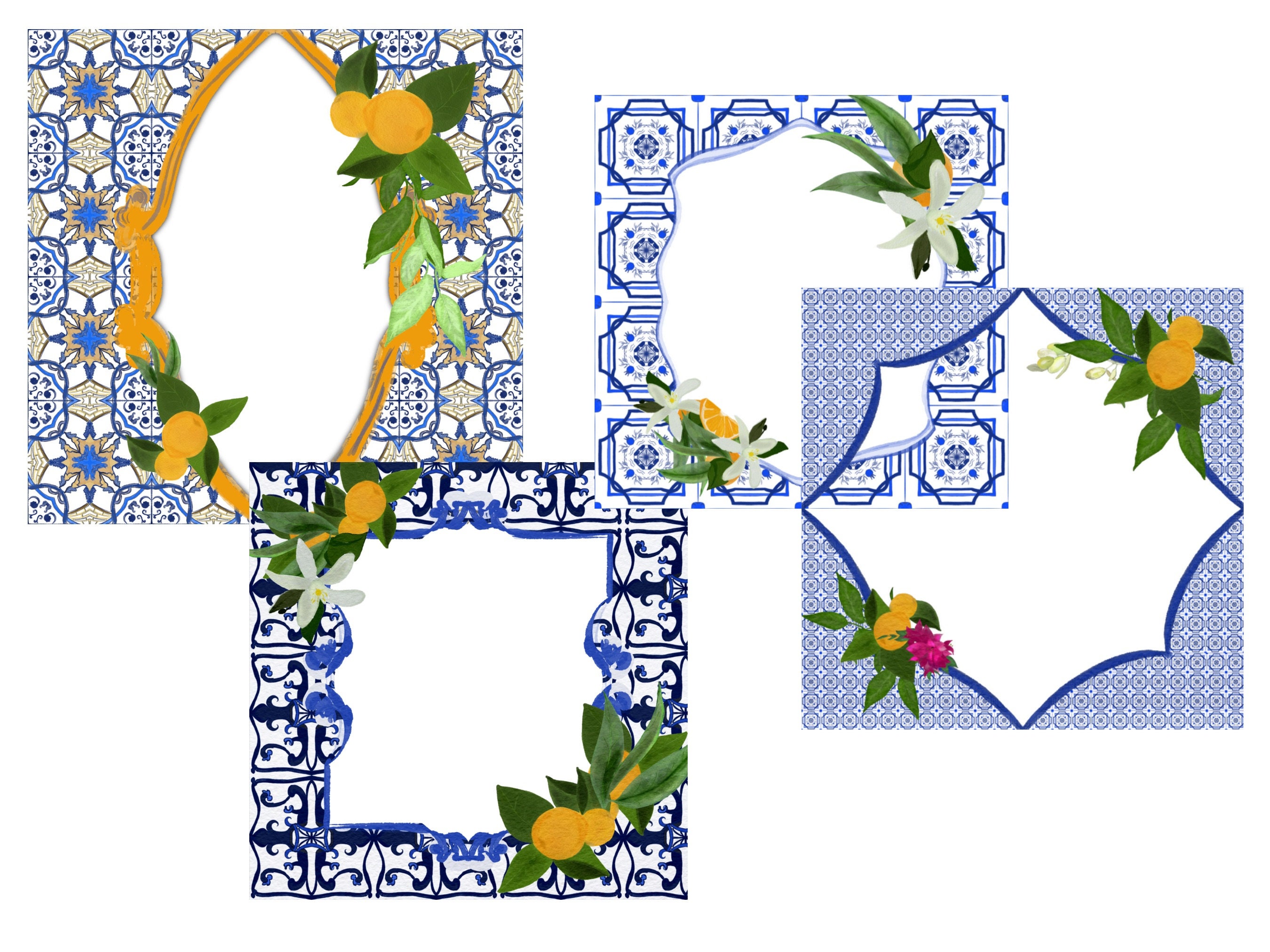 Blue Mediterranean Tile Border ,orange Clipart Frame ,talvera Tile ...