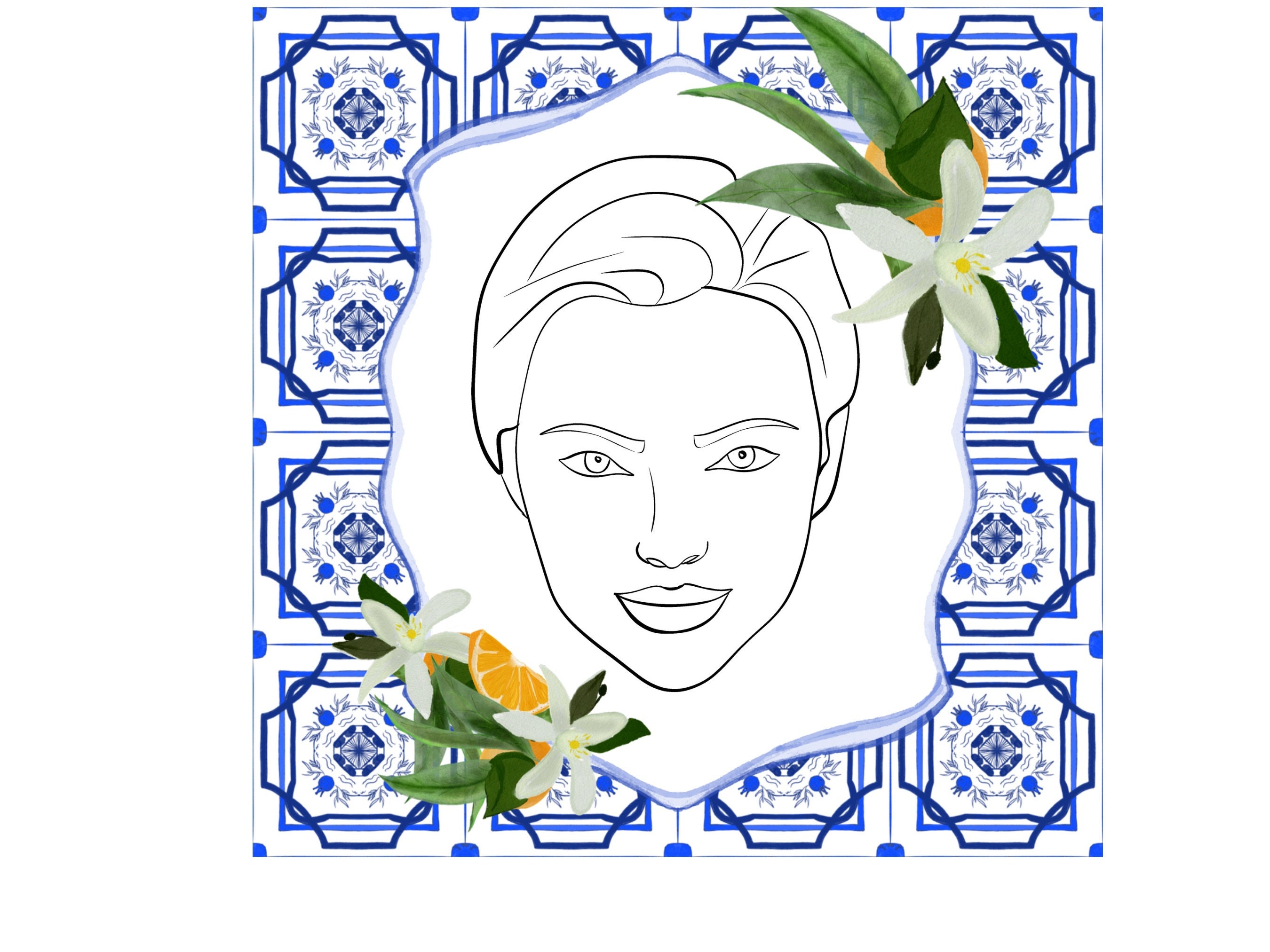 Blue Mediterranean Tile Border ,orange Clipart Frame ,talvera Tile ...