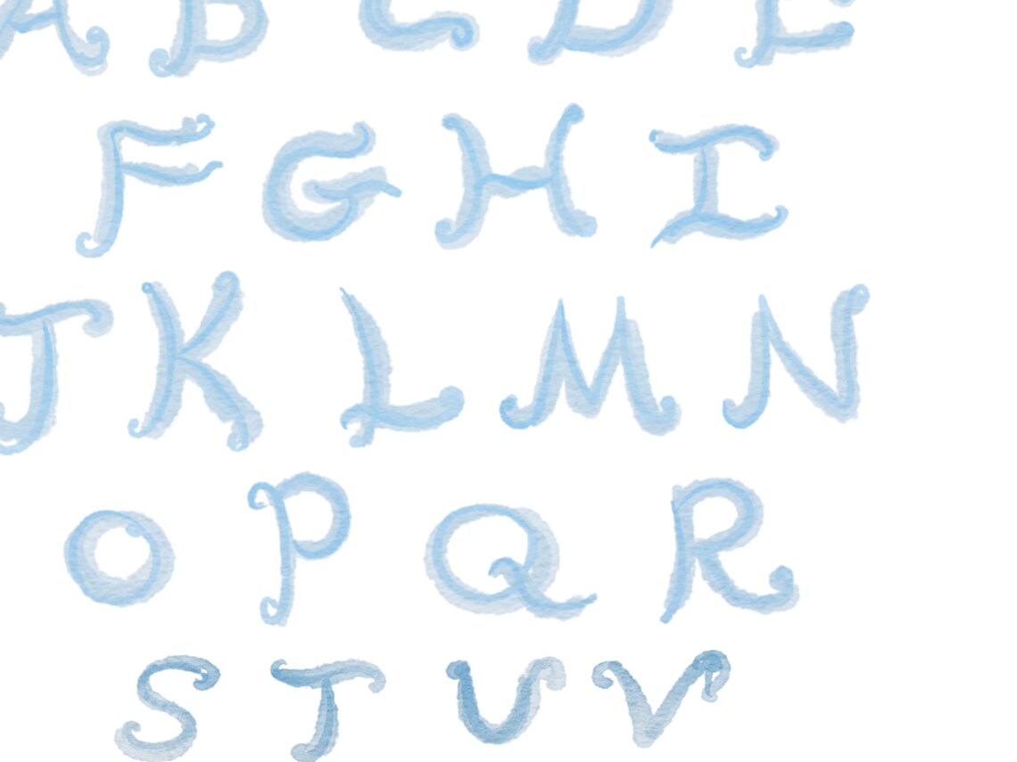 WATERCOLOR CLIPART, Blue Alphabet Clipart, Watercolour Set, Commercial ...