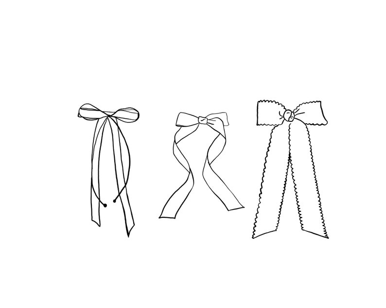 Hand Drawn Bow Clip Art İllustration,ribbon Bow Drawing,line Art Bow ...