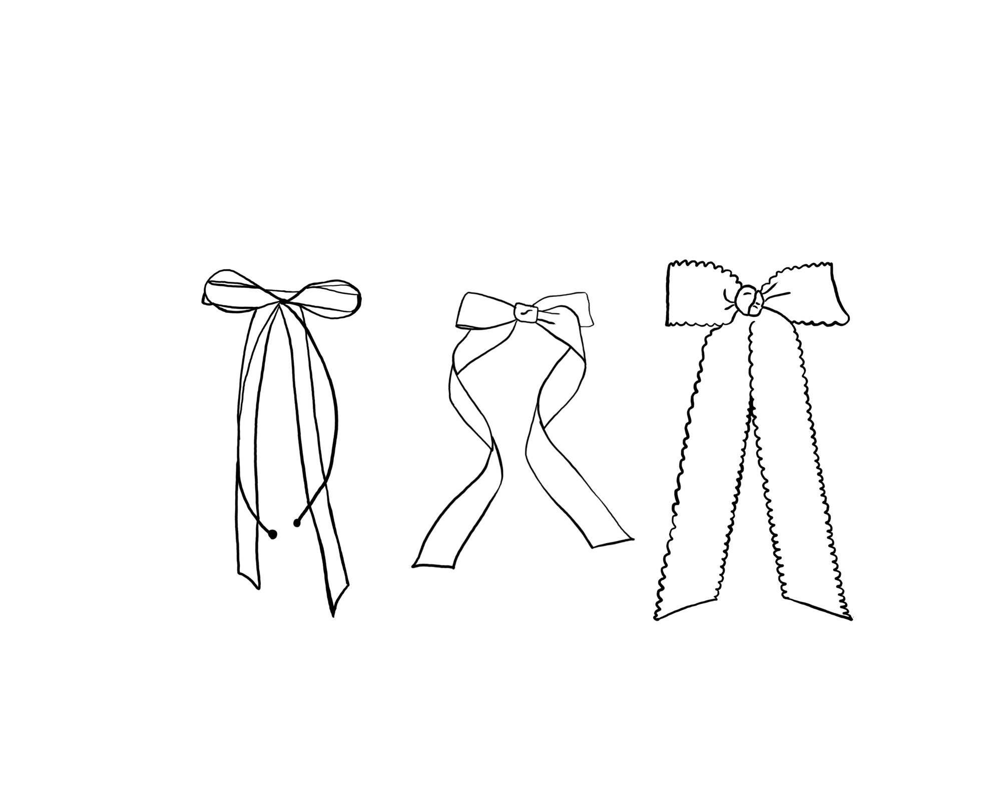 Hand Drawn Bow Clip Art İllustration,ribbon Bow Drawing,line Art Bow ...