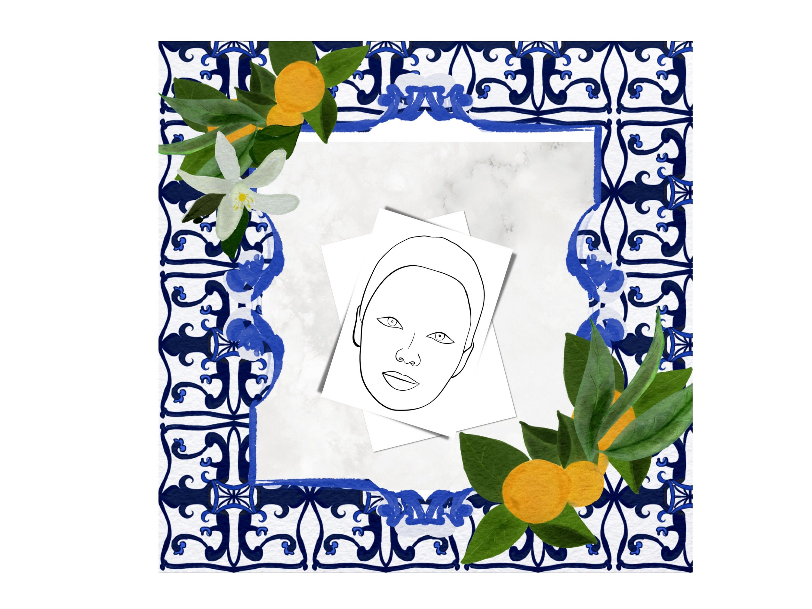 Blue Mediterranean Tile Border ,orange Clipart Frame ,talvera Tile ...