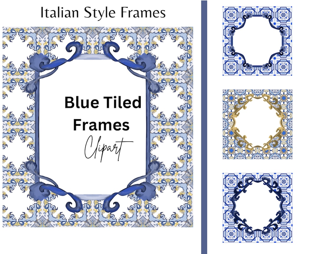 Blue Mediterranean Tile Border ,indigo Clipart Frame ,talvera Tile ...