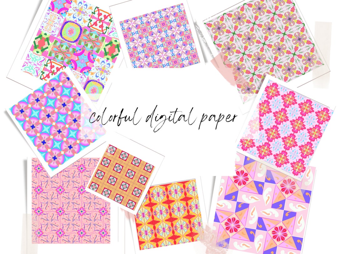 Colorful Seamless Digital Paper ,vintage Scrapbooking , Retro Wallpaper ...