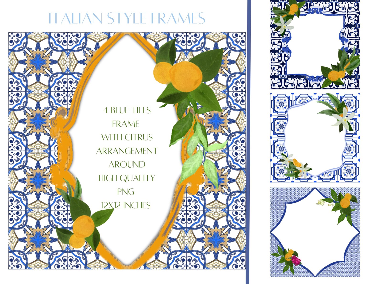 Blue Mediterranean Tile Border ,orange Clipart Frame ,talvera Tile ...