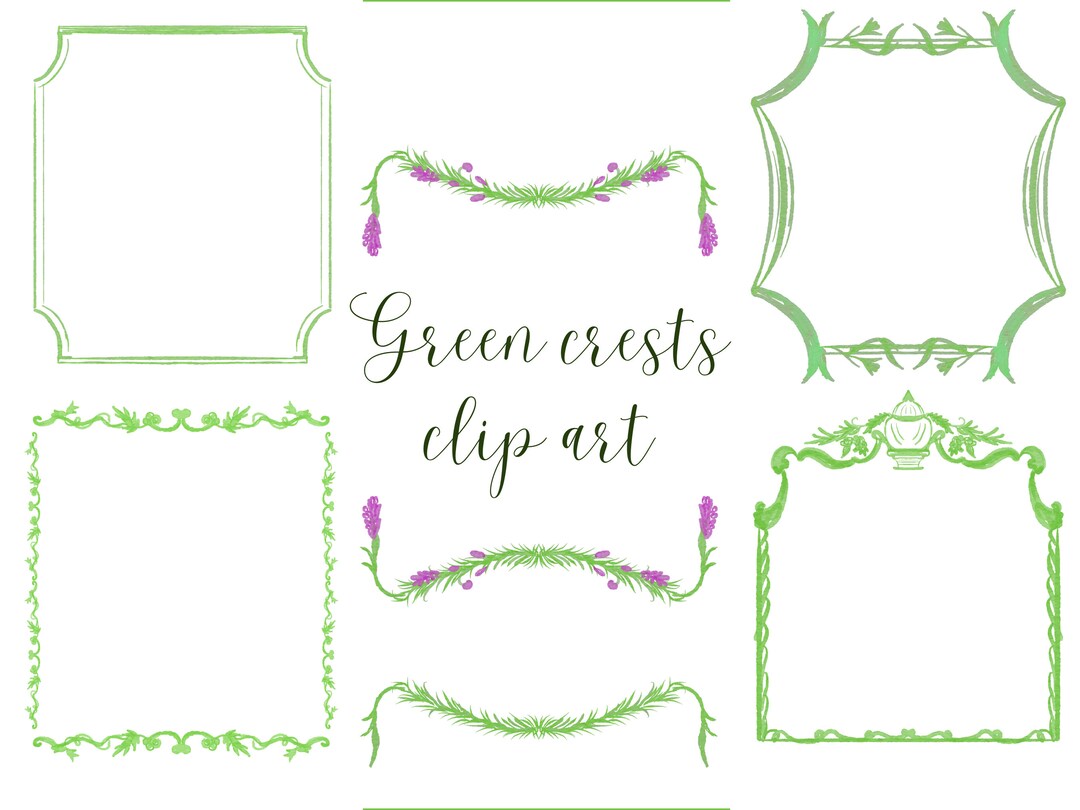 Green Crest Clipart,digital Wedding PNG ,leaf Watercolor Crests ...