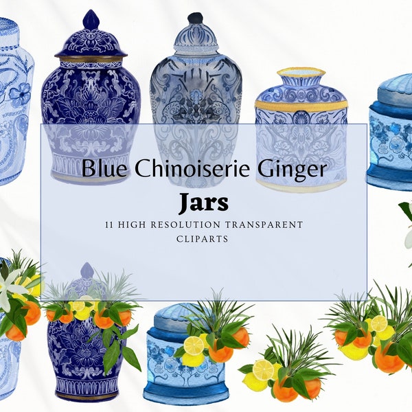 Blue and White Chinoiserie Jar Clip Art , Navy Blue Ginger Jar PNG ...