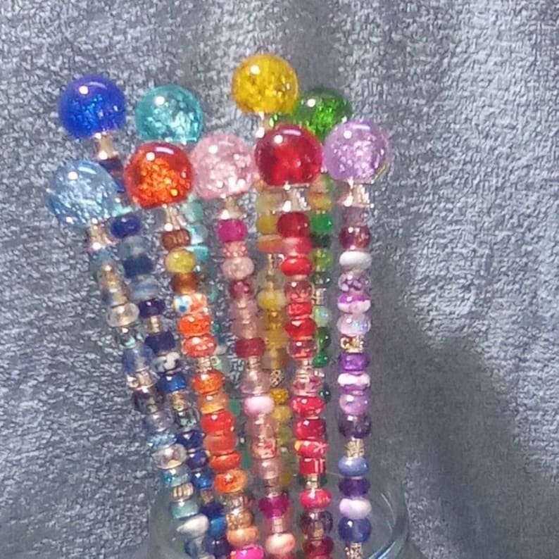 14 Inch Fairy Garden Stake, Beaded Garden Wand, Garden Baubles - Etsy