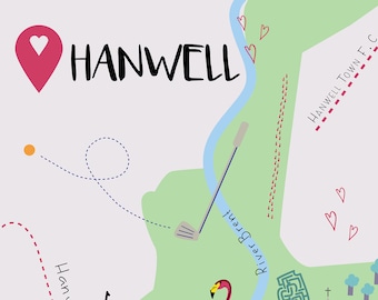 London Print Illustrated Map - Etsy UK