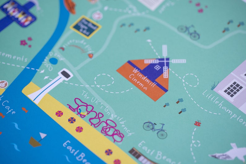 Littlehampton Print - Illustrated Map - Etsy