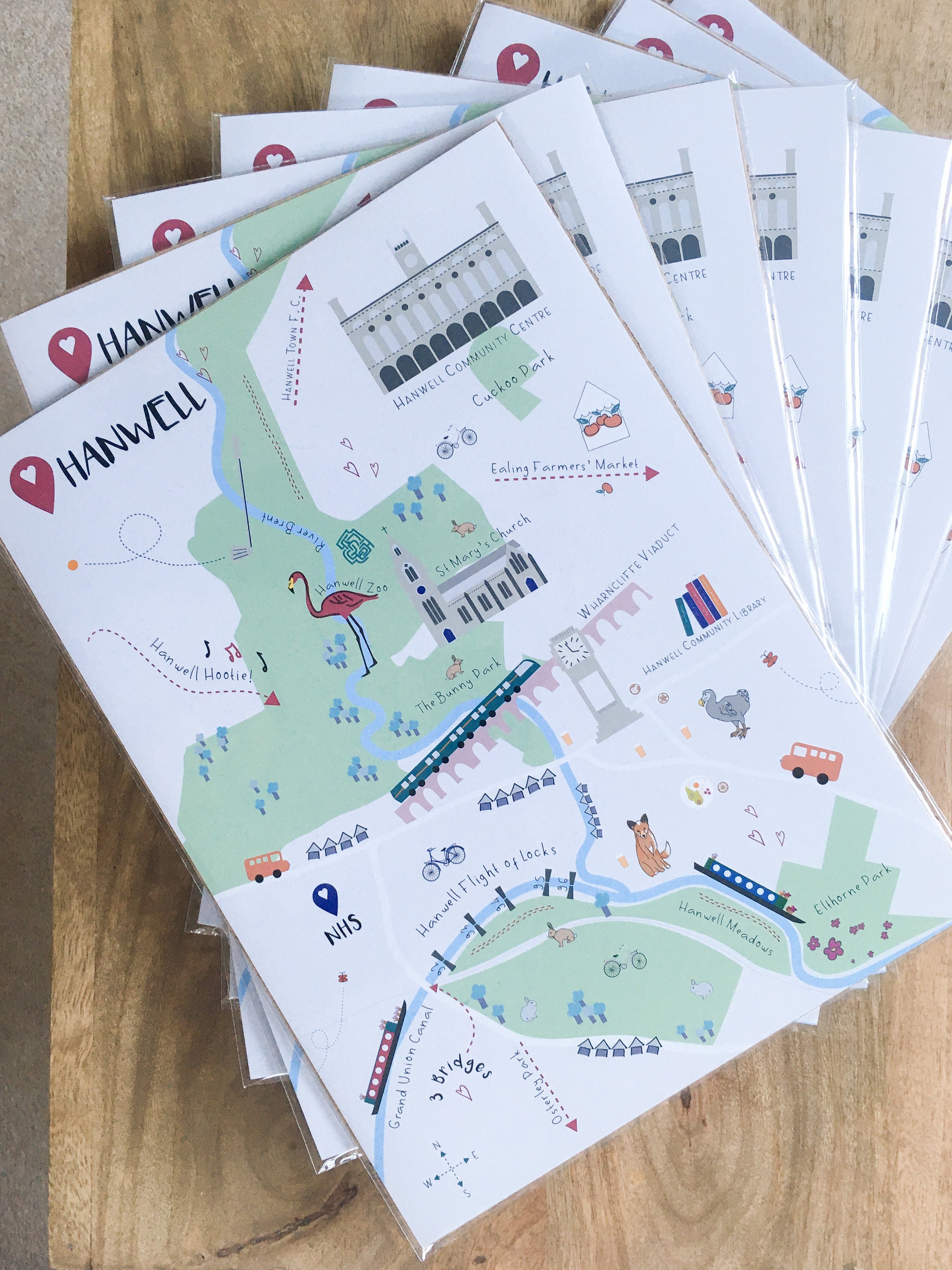 Hanwell Print - Illustrated Map - Etsy UK