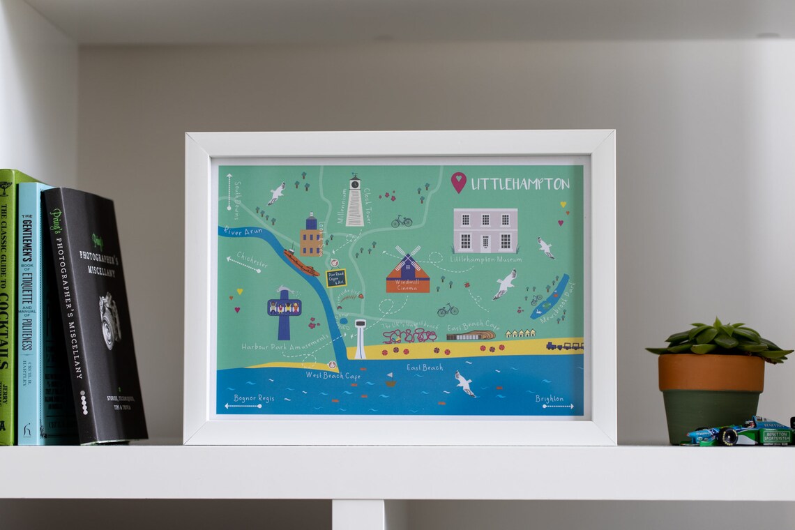 Littlehampton Print - Illustrated Map - Etsy