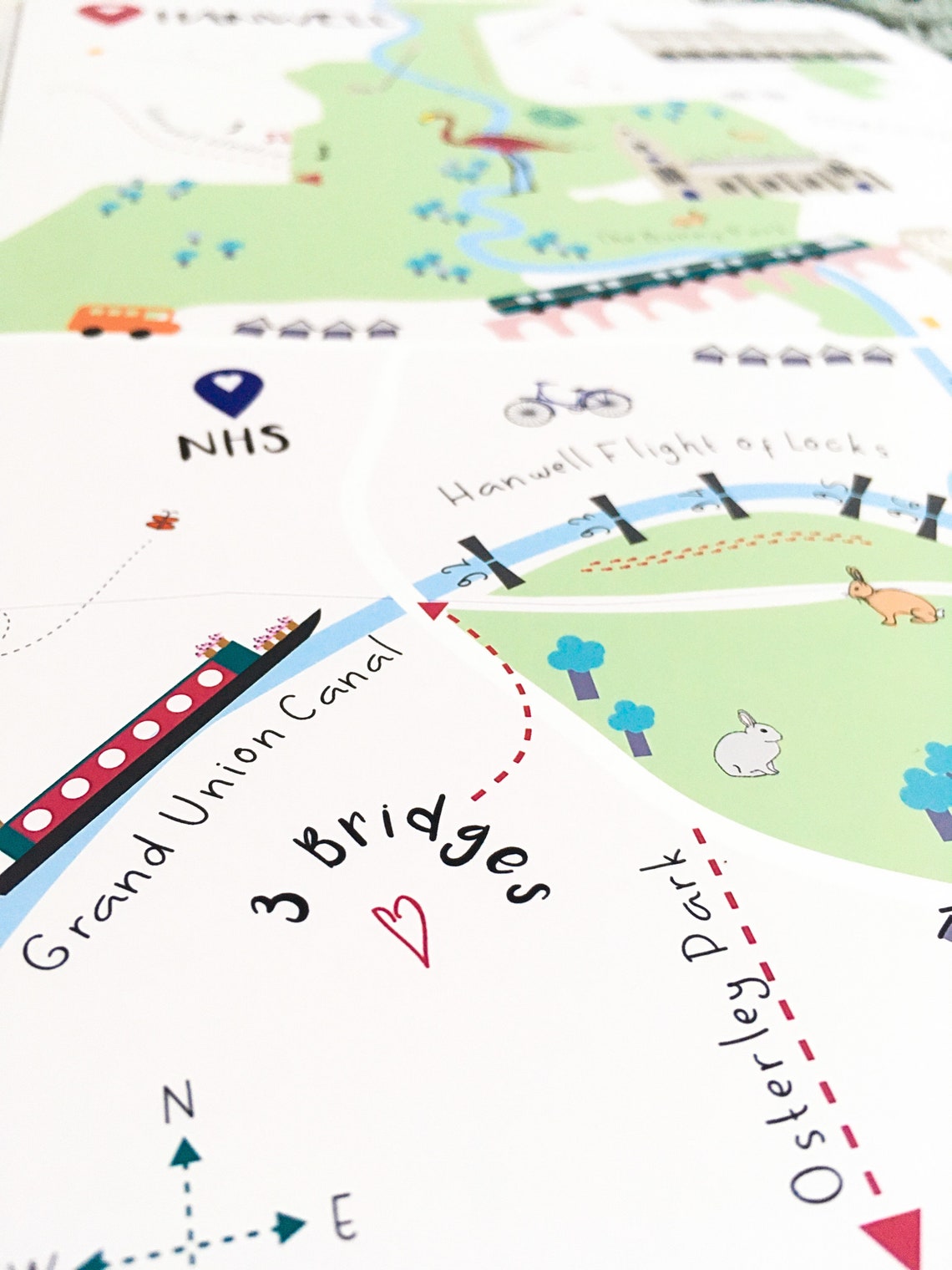 Hanwell Print - Illustrated Map - Etsy UK