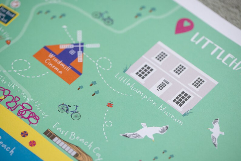 Littlehampton Print - Illustrated Map - Etsy
