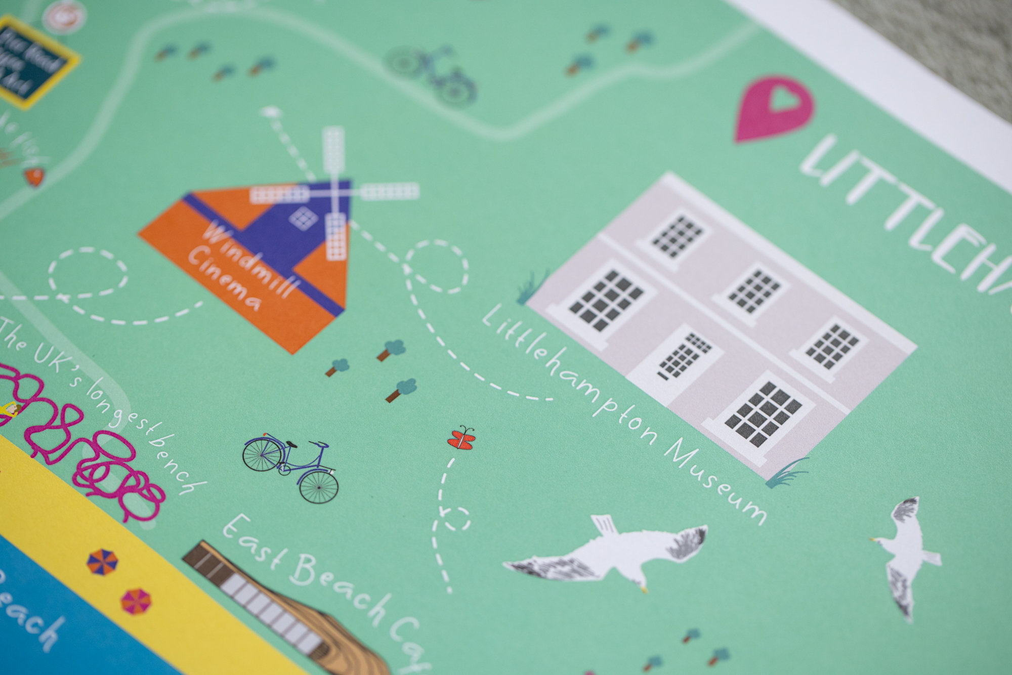 Littlehampton Print - Illustrated Map - Etsy UK