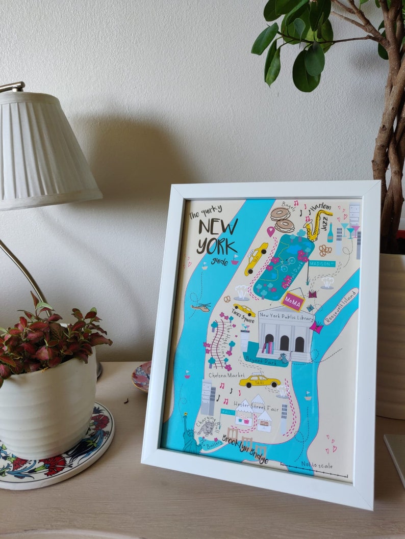 New York Print - Illustrated Map - Etsy