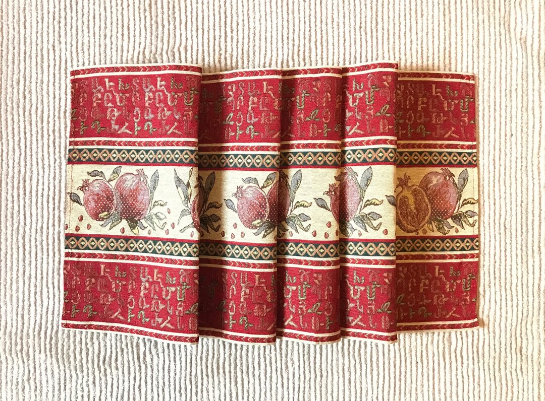 Traditional Armenian Table Runner Tapestry Pomegranate W/ Armenian Letters - Etsy