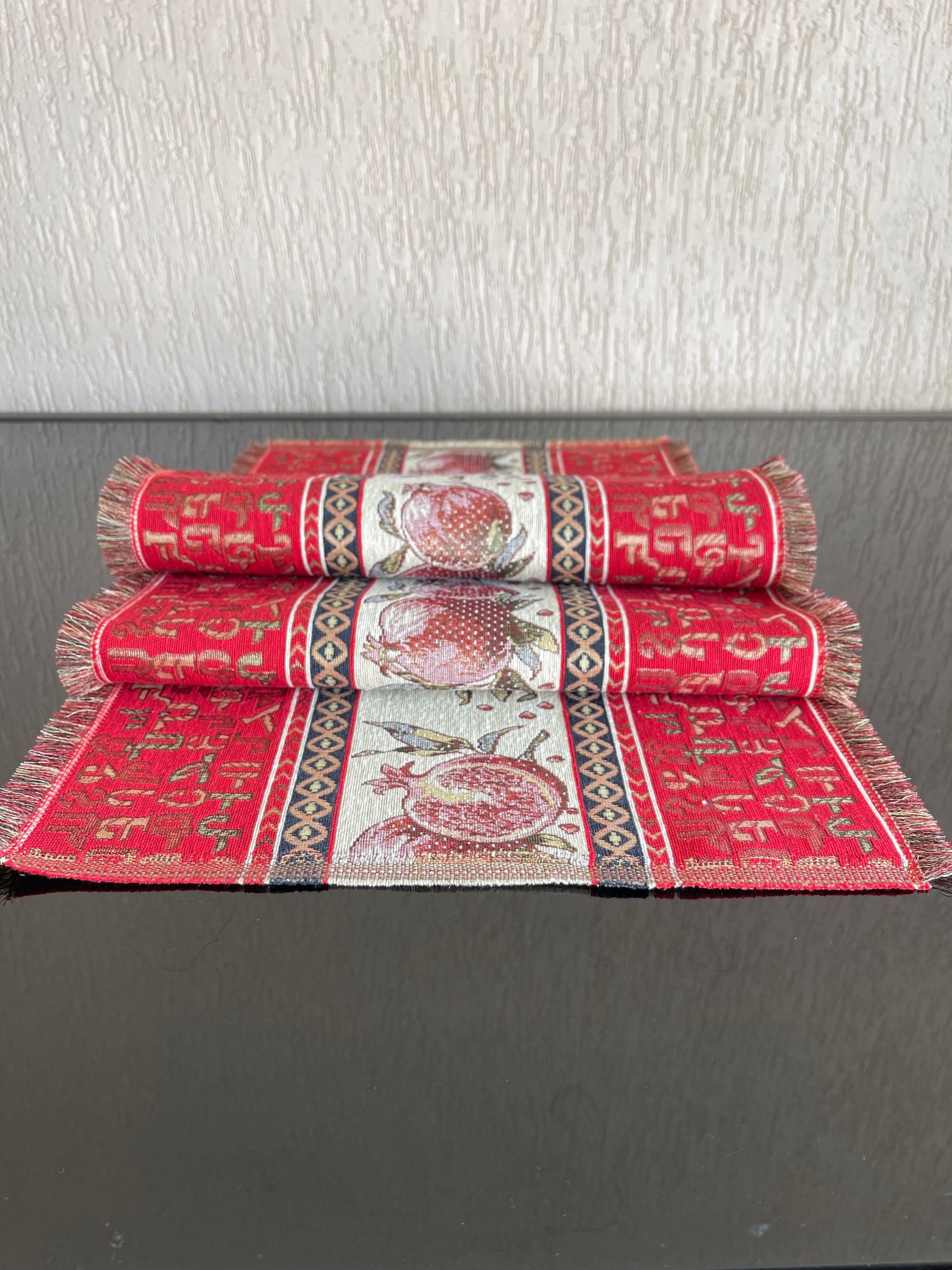 Traditional Armenian Table Runner Tapestry Pomegranate W/ Armenian Letters - Etsy