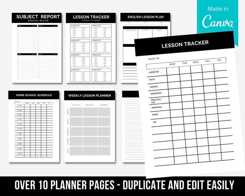 Homeschool Planner editable Canva Template, Home School Printable ...
