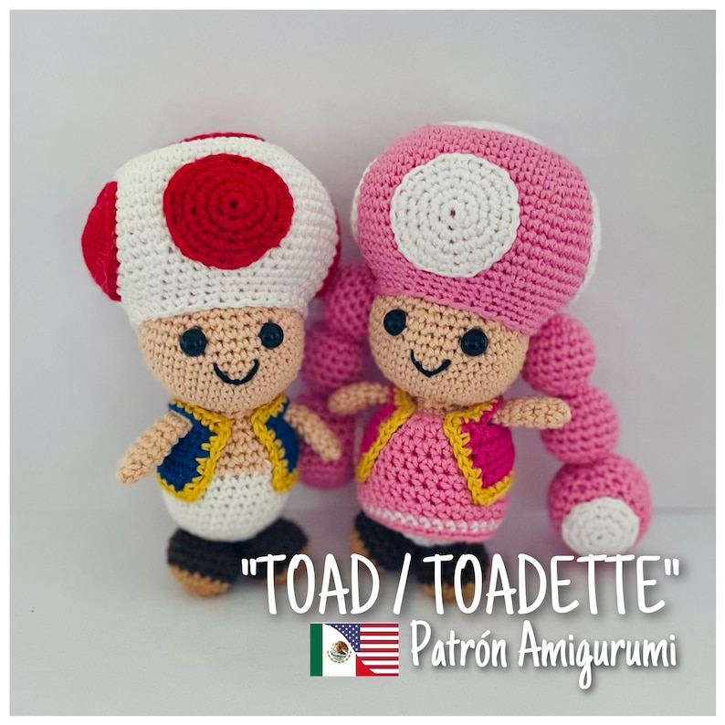Crochet toad/ Toadette PDF Patrón/pattern Amigurumi - Etsy