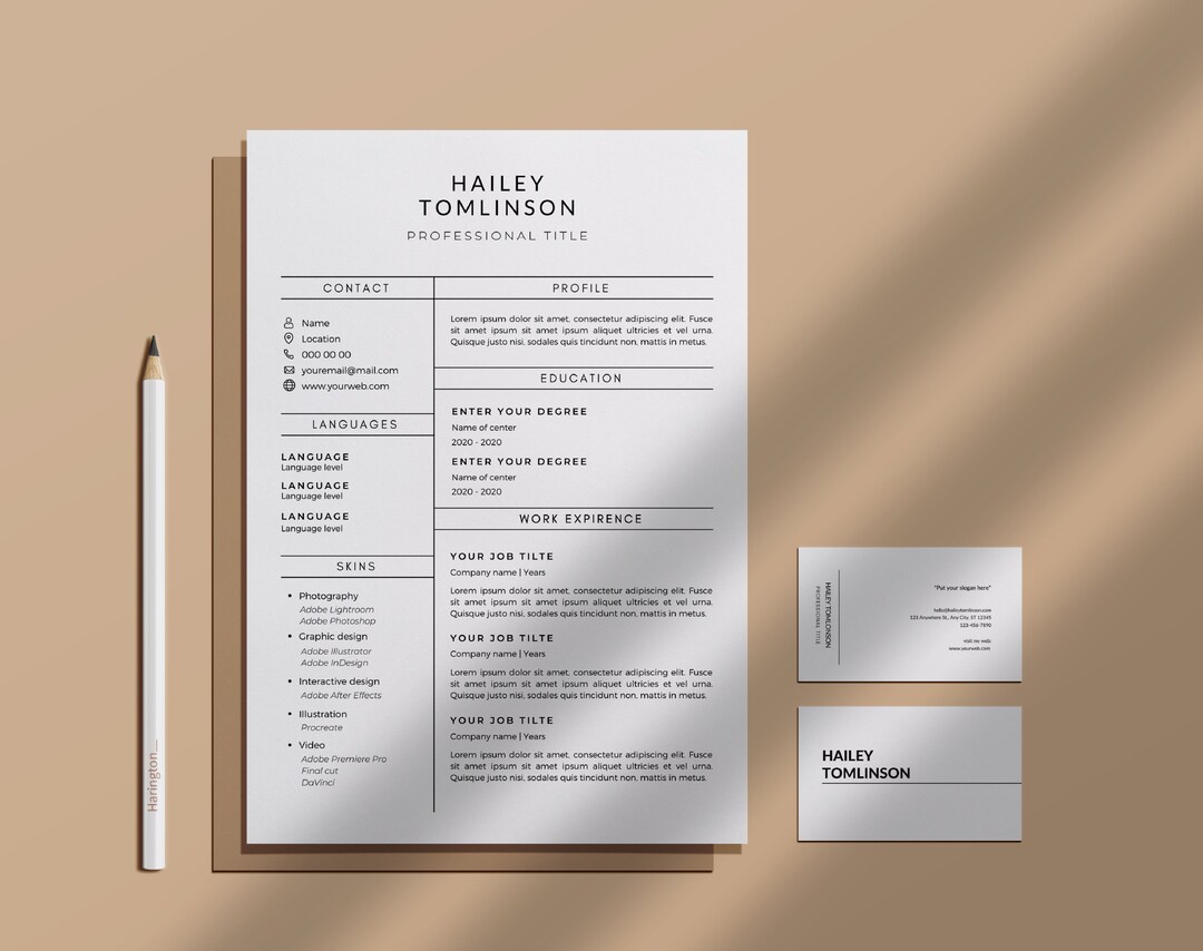 Minimalistic Resume - CV Template for Canva, Resume/cv, Template ...