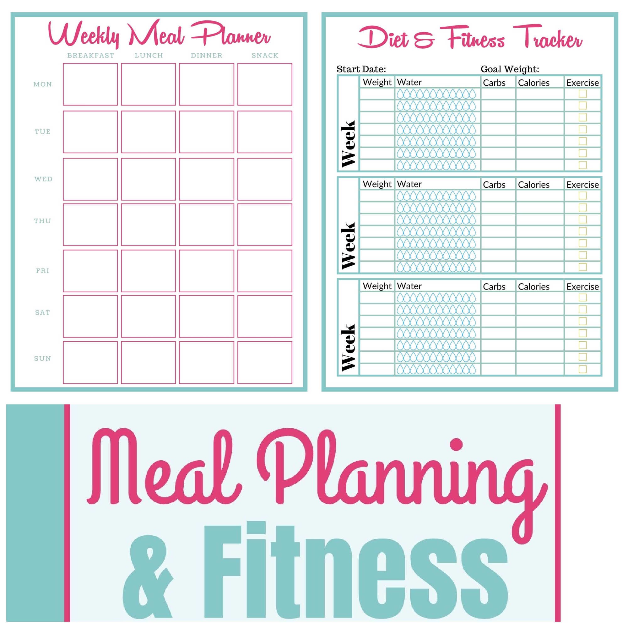 Meal Planning and Fitness Tracker Printable Pack Meal Tracker, Weekly ...