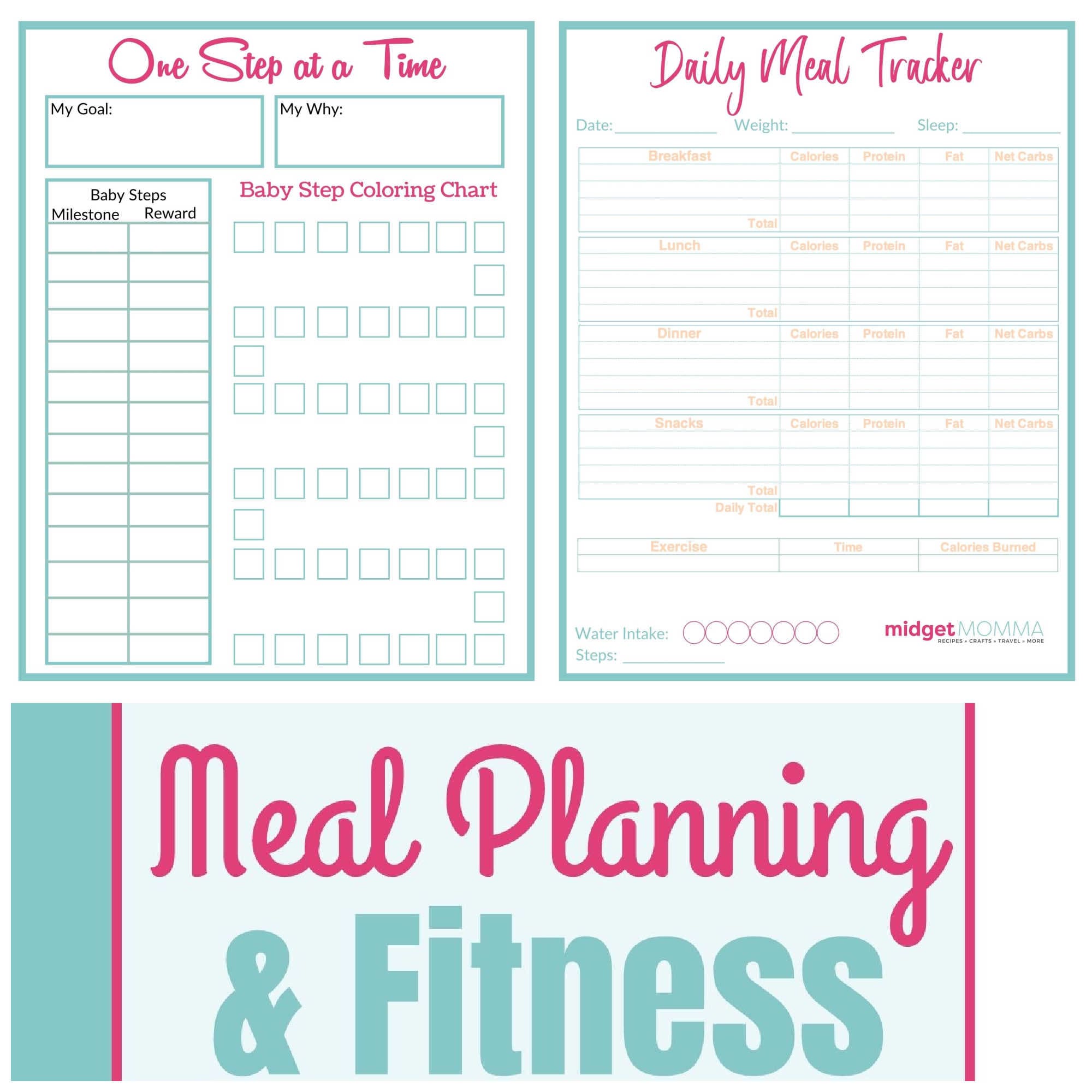 Meal Planning and Fitness Tracker Printable Pack Meal Tracker, Weekly ...