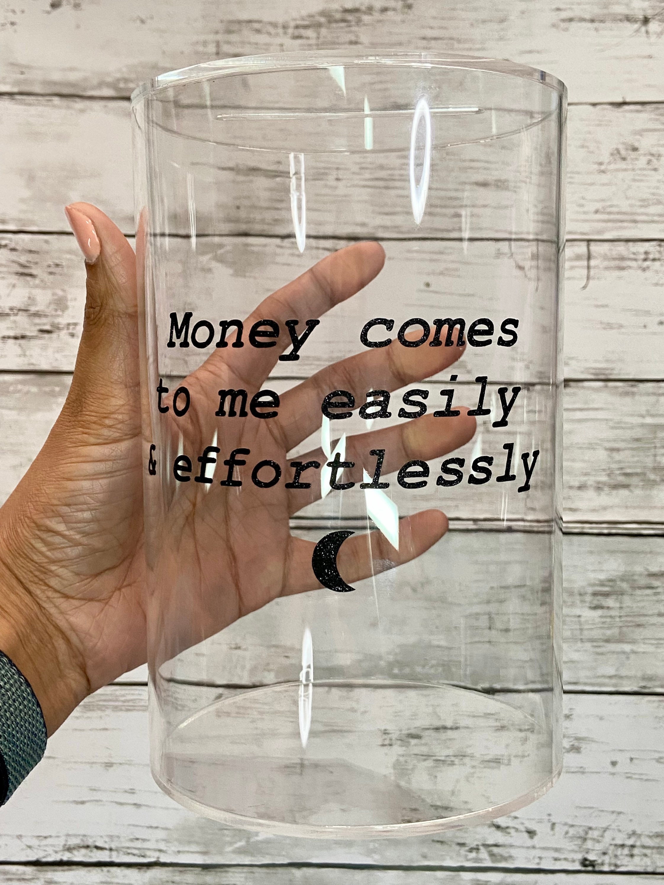 Money Comes to Me Easily Clear Money Jar for Cash and Coins - Etsy