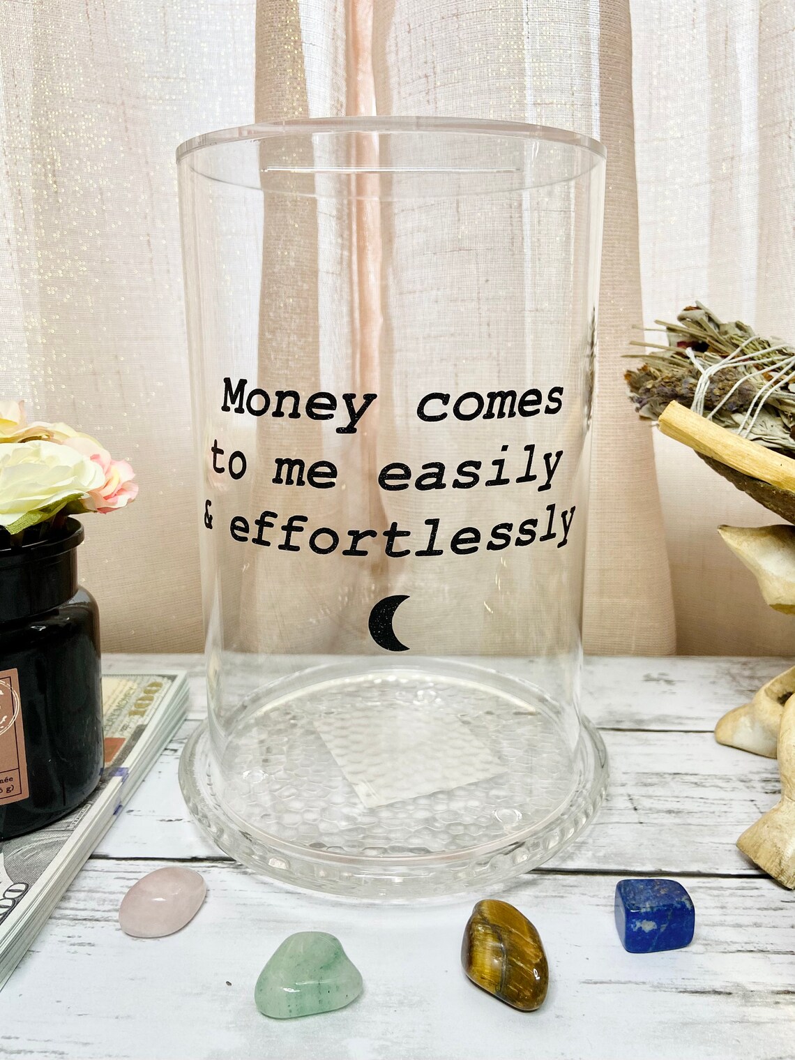 Money Comes to Me Easily Clear Money Jar for Cash and Coins - Etsy