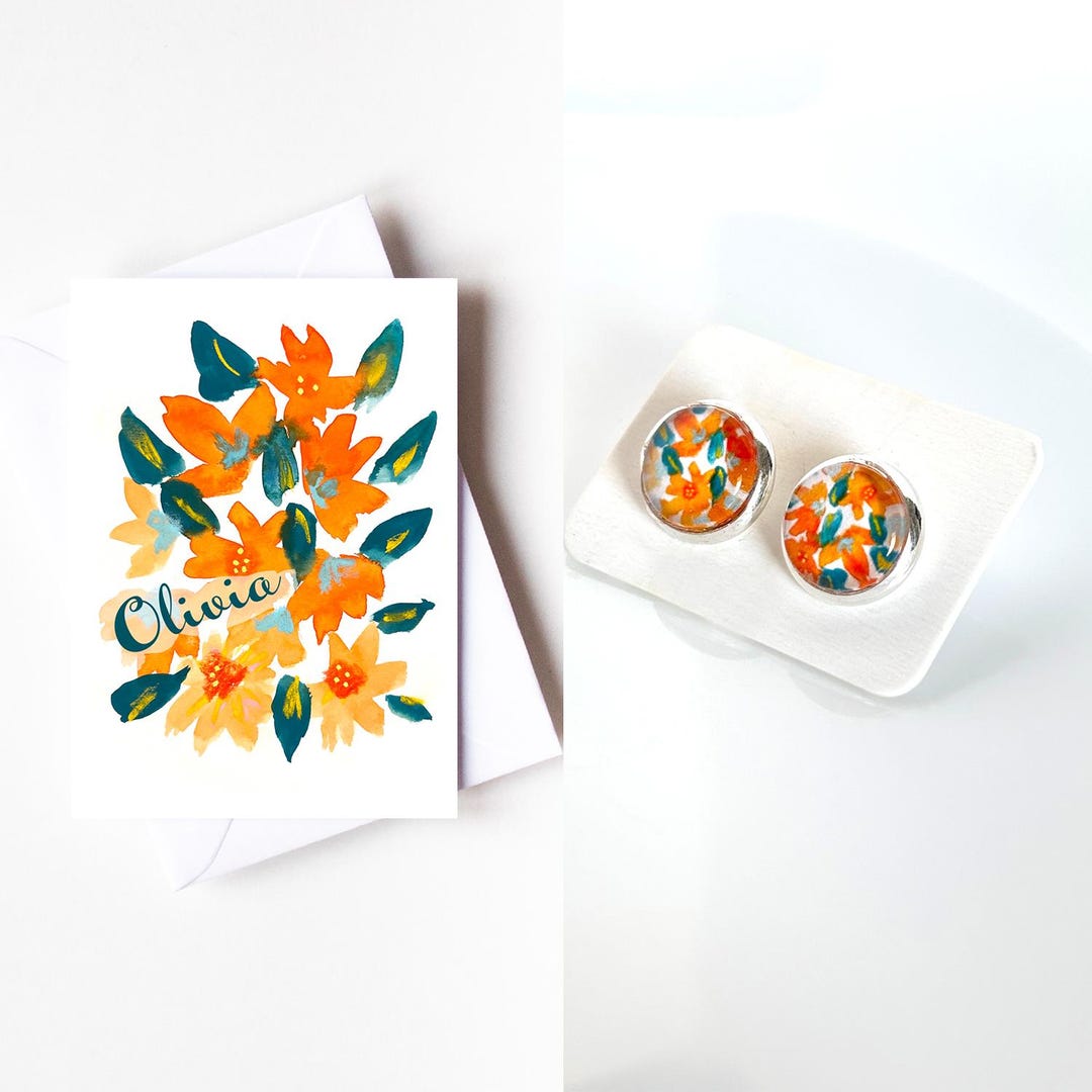 Personalized Greeting Card With Matching Earrings - Gift Set for ...