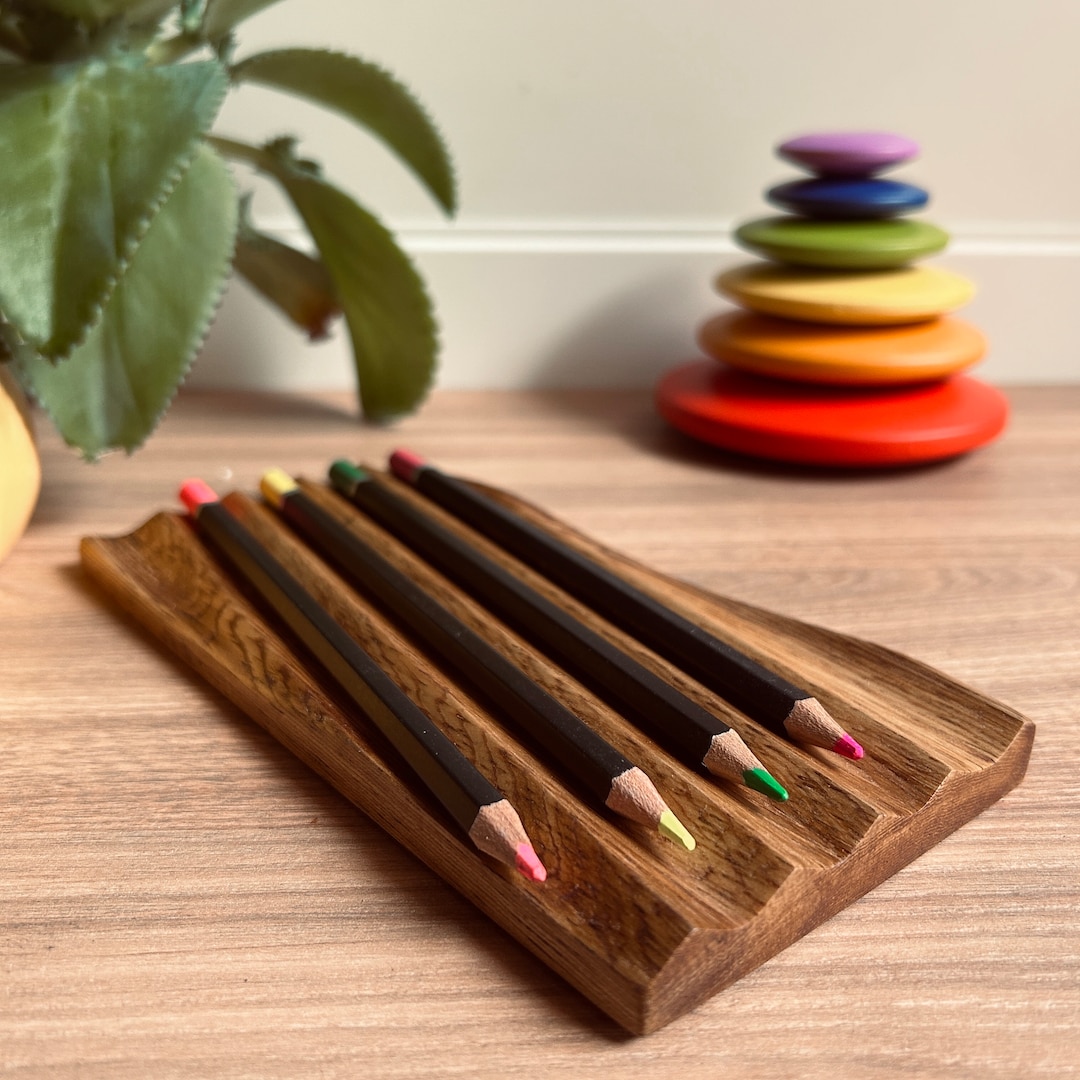 4 Pen Wood Pen Tray Wood Pen Holder Wooden Pen Tray for Desk Minimalist ...