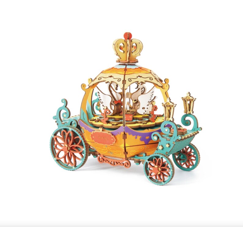 DIY Music Box Pumpkin Carriage AM41 Music Box 3D Wooden Puzzle ROKR ...