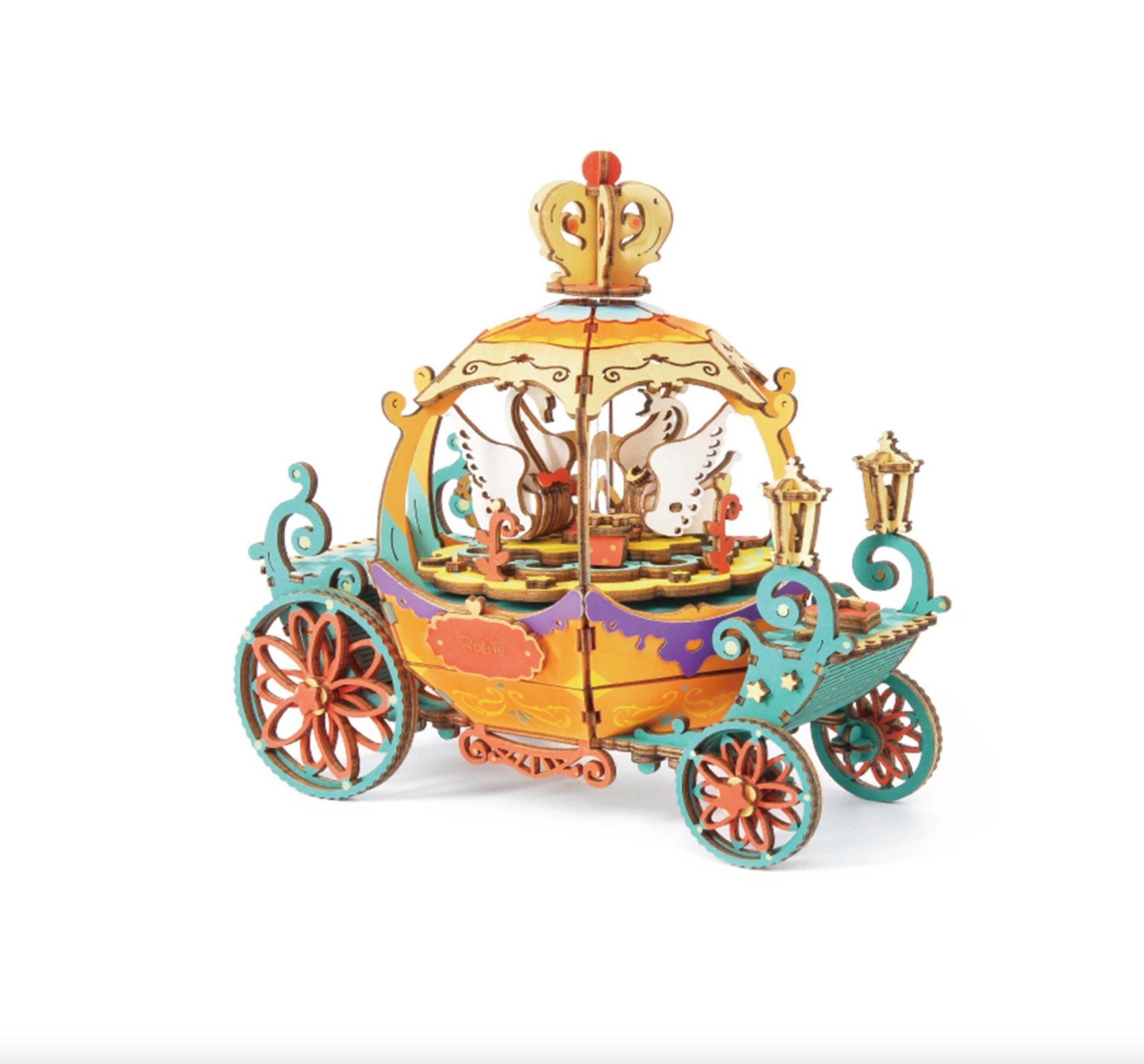 DIY Music Box Pumpkin Carriage AM41 Music Box 3D Wooden Puzzle ROKR ...