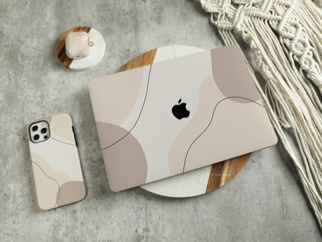 Brown Abstract Lines New Pro Mac Hard Protective Case Personalized Name ...