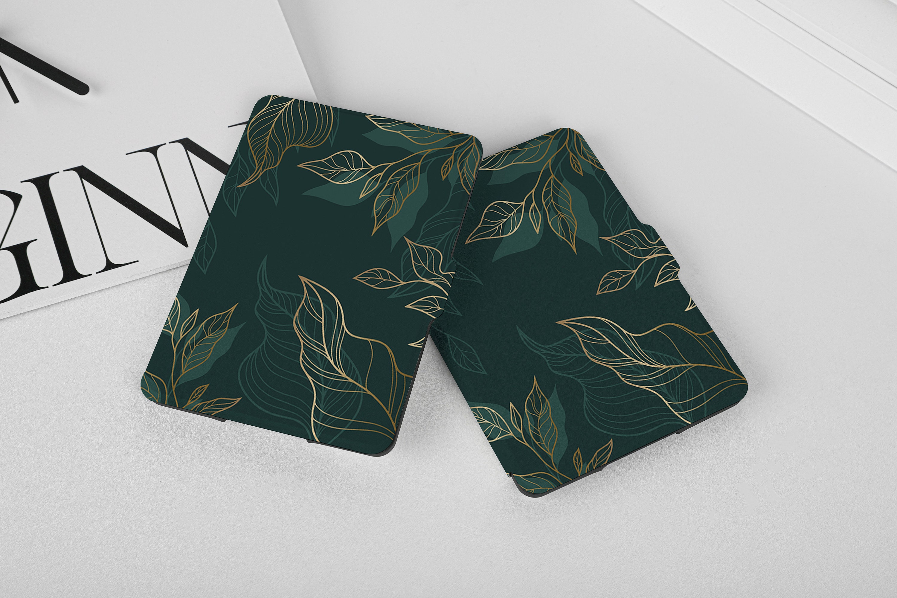 Green Gold Abstract Leaf Kindle Paperwhite Case, Kindle Paperwhite Case ...