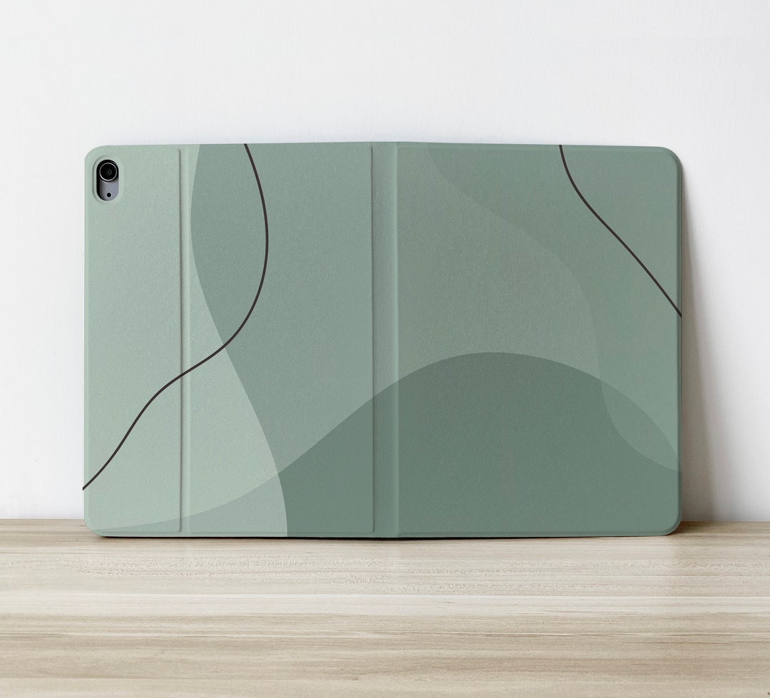 Sage Green Slope Personalized Custom Initials Name Flip Apple iPad Case ...