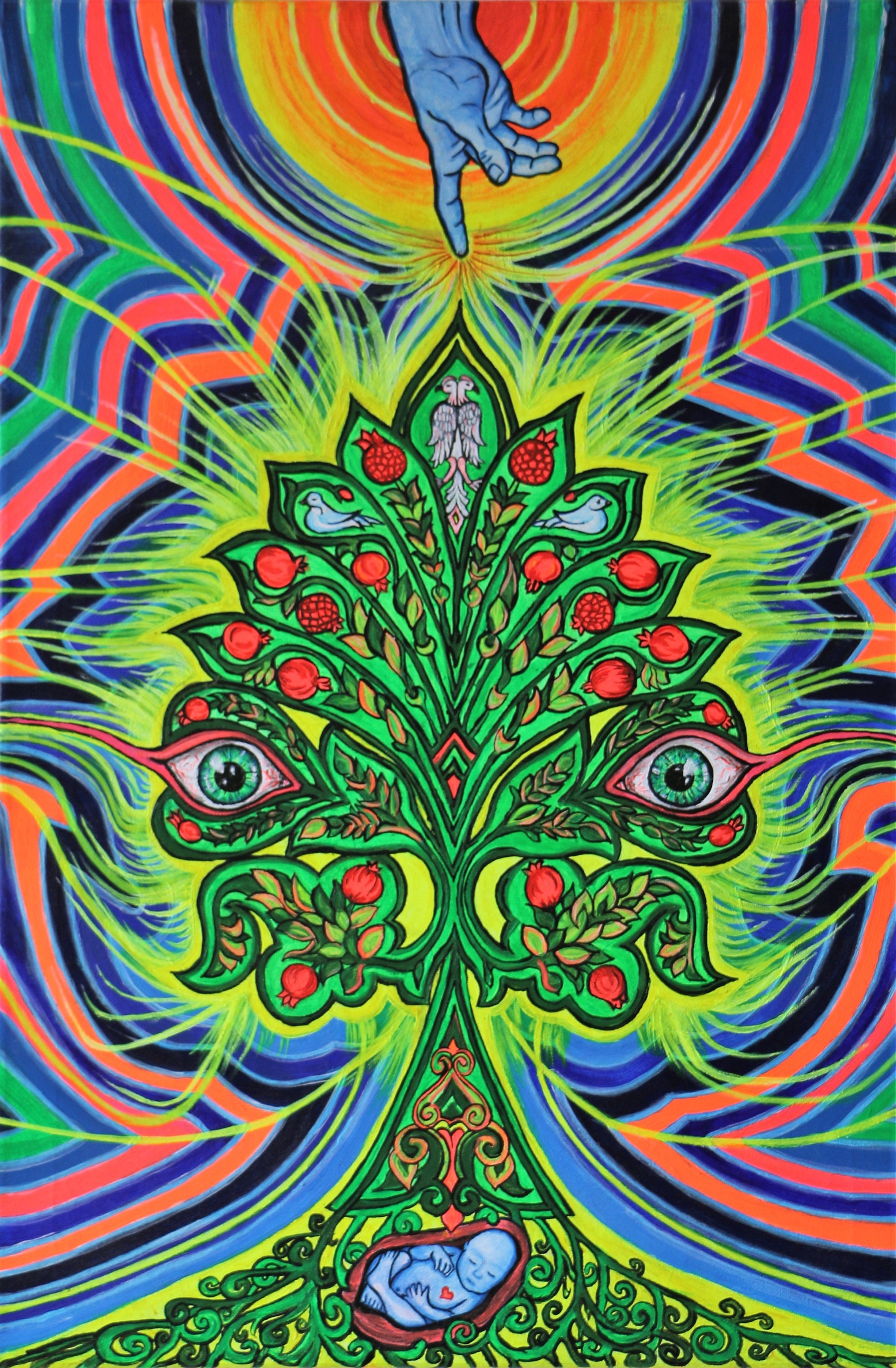 Tree of Life Uv-active Wall Hanging Psychedelic Symbolism - Etsy