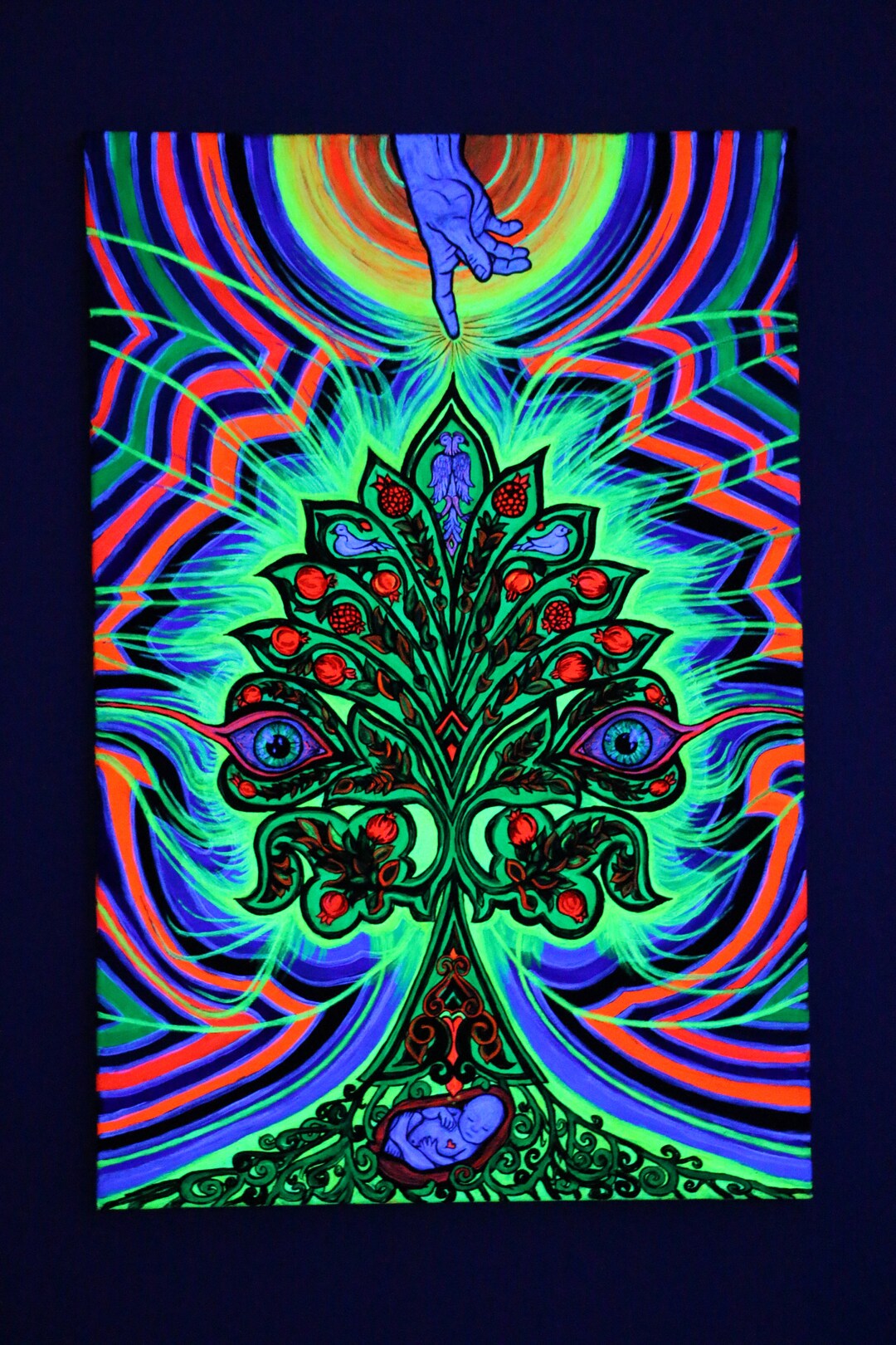 Tree of Life Uv-active Wall Hanging | Psychedelic Symbolism Visionary ...
