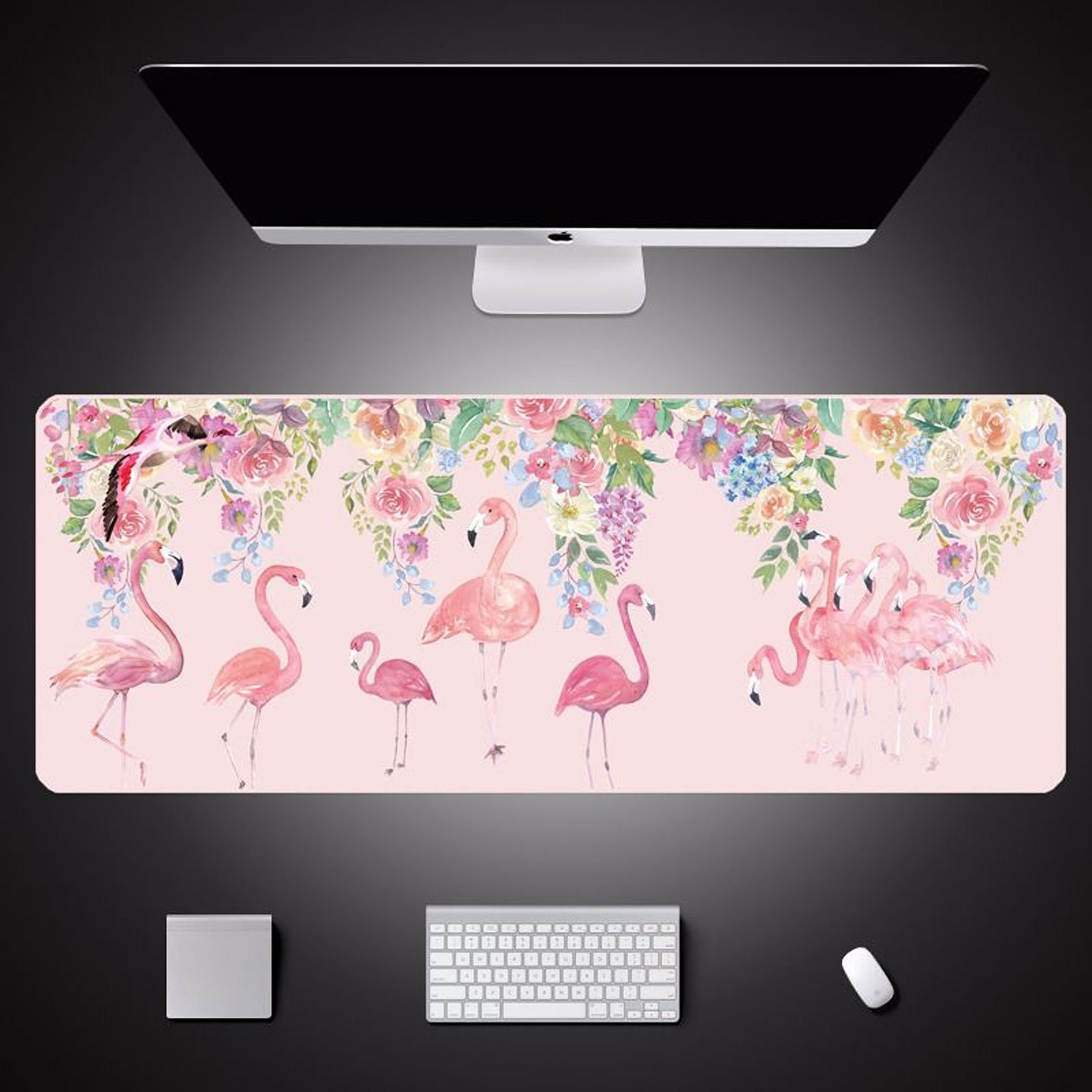 Rubber Cute Spring Summer Flamingo Desk Mat Table Protector | Etsy