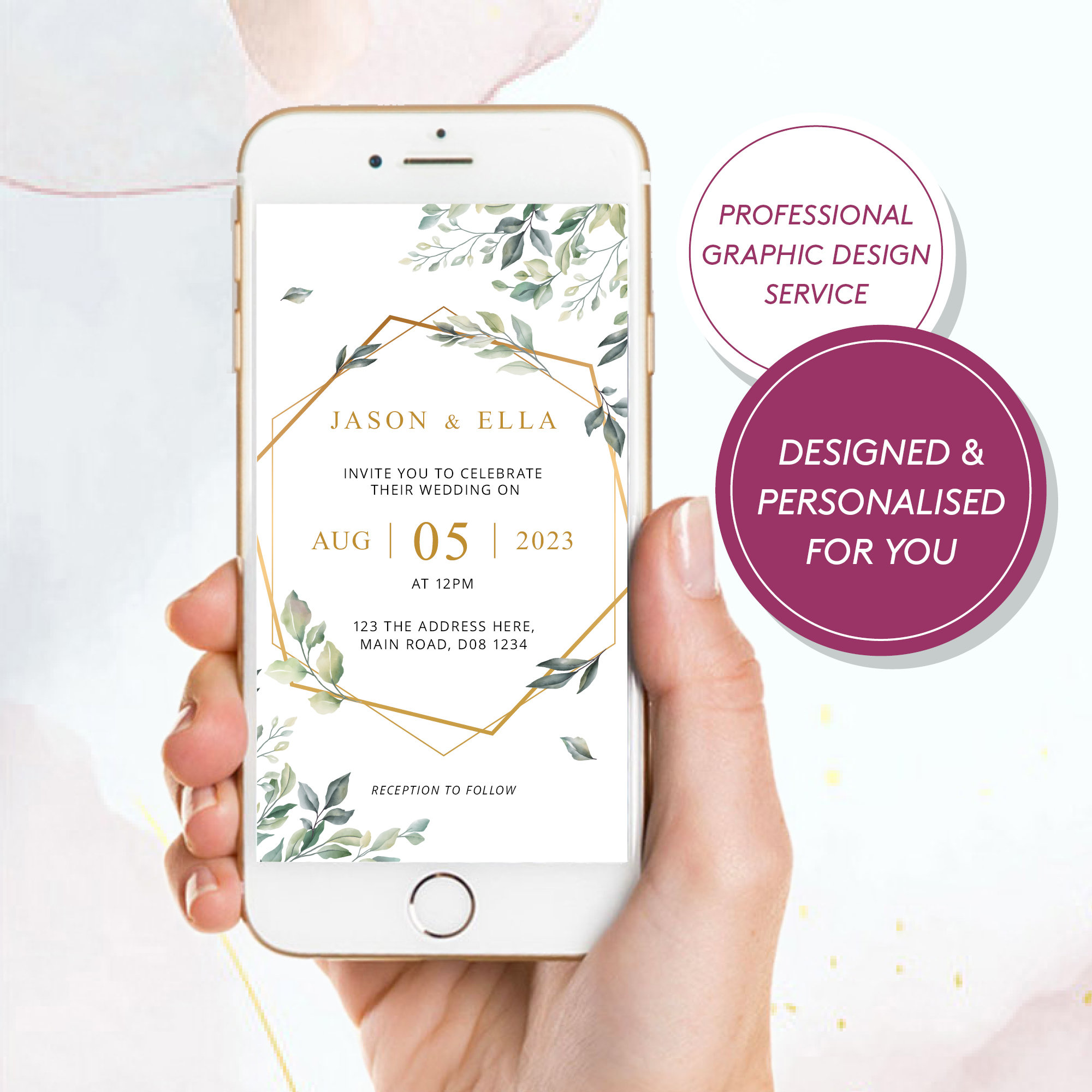 Personalised Digital Wedding Invitation, Wedding E-invite, Wedding ...