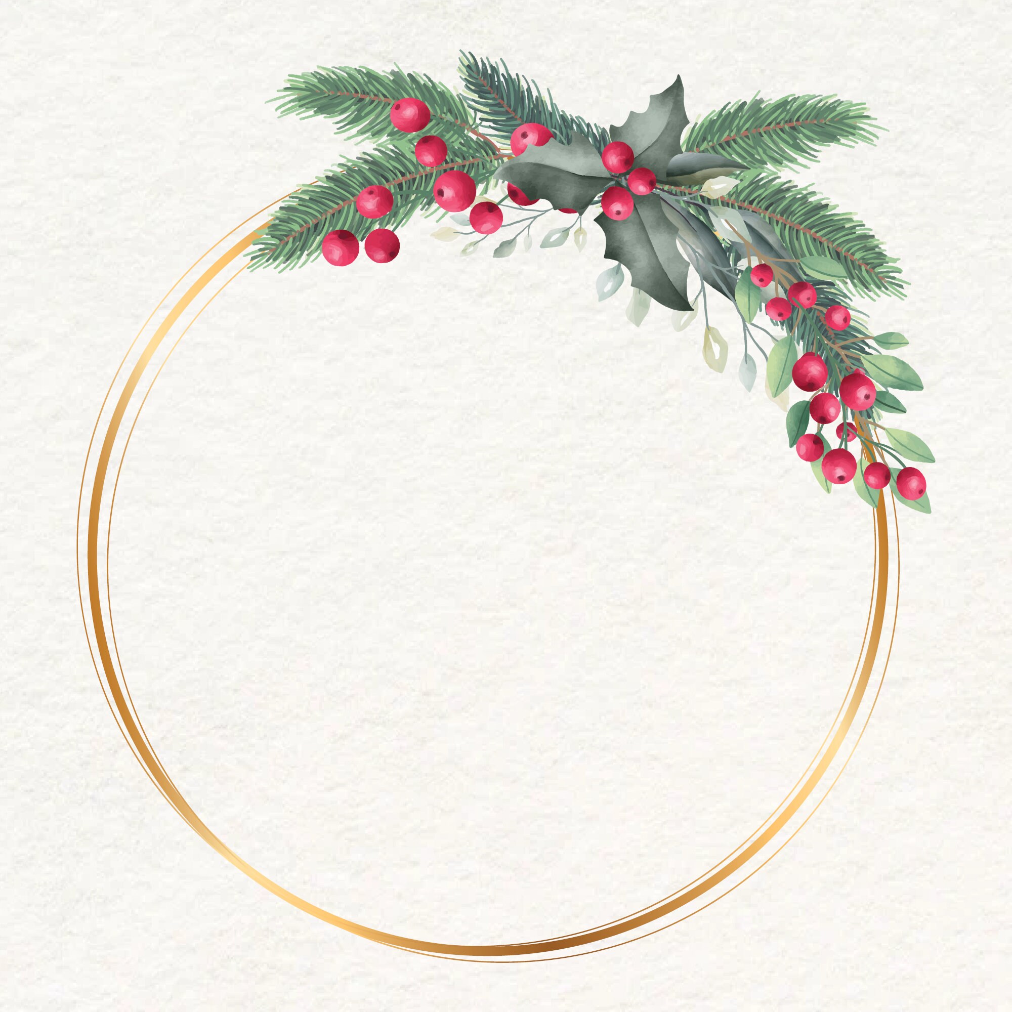 Gold Christmas Wreath Clipart: DIY Christmas Crafts (digital Download ...