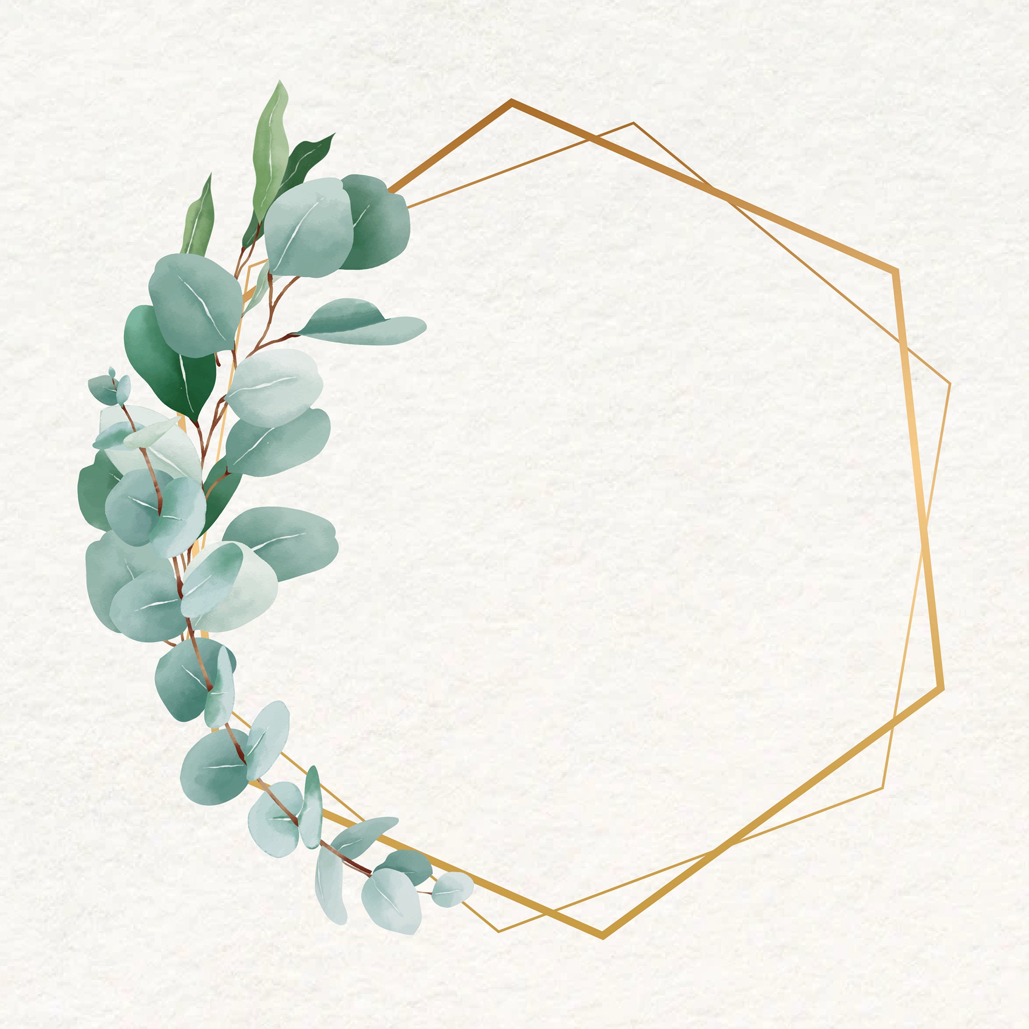 Eucalyptus and Gold Wreath Clipart, Wedding Invitation Clipart ...