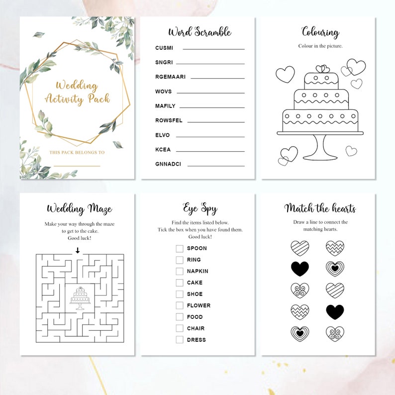 Childrens Wedding Activity Pack Instant Download Wedding - Etsy