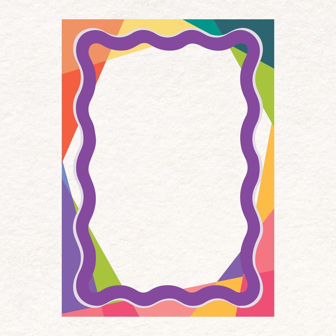 Wavy Line Border Clipart: Colorful Frame PNG, DIY Invitations (digital ...