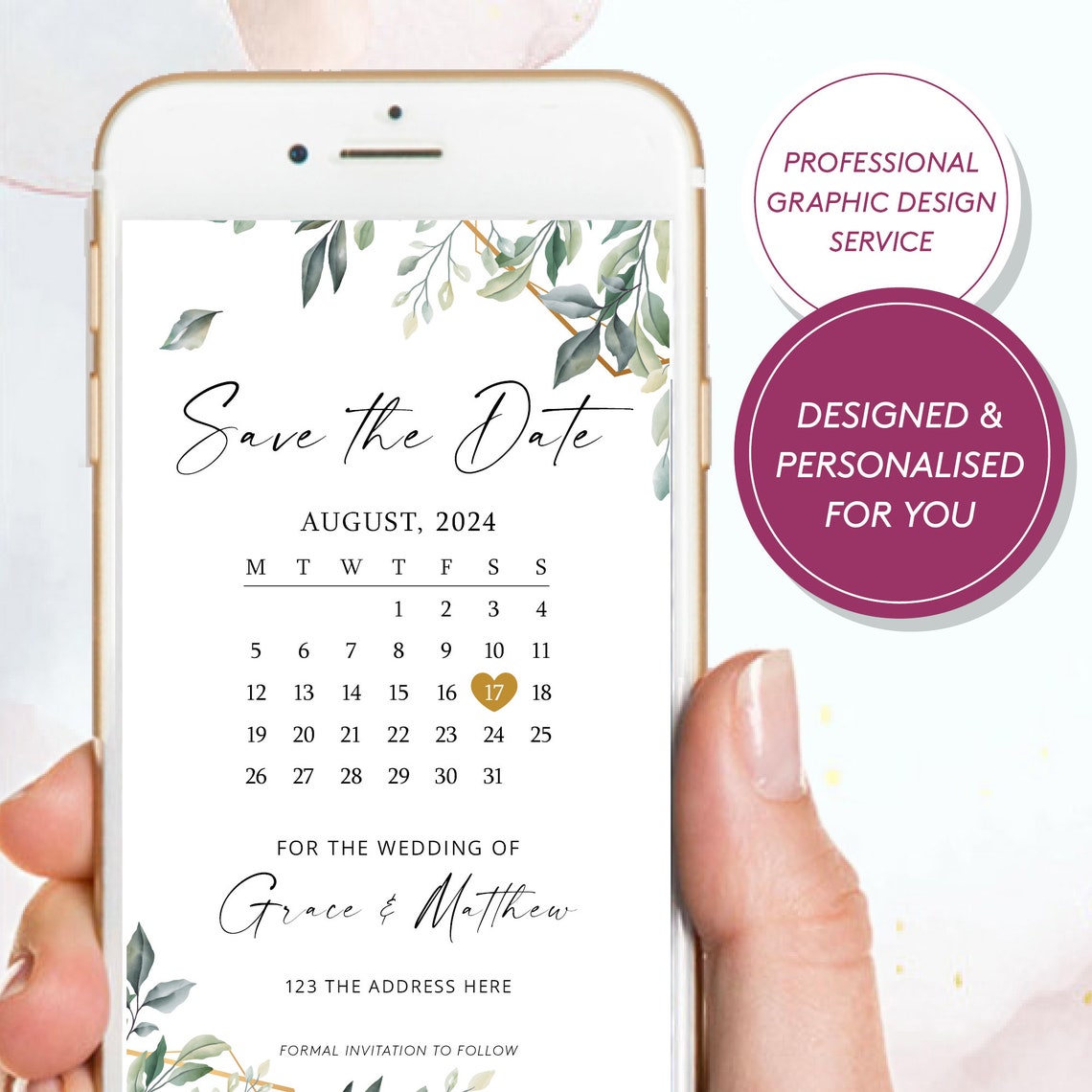 Personalised Digital Calendar Save the Date, Save the Evening E-invite ...