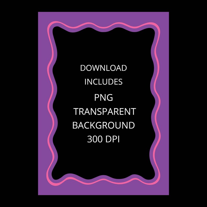 Purple Wavy Line Frame Clipart: Wedding Invitation Border (digital ...