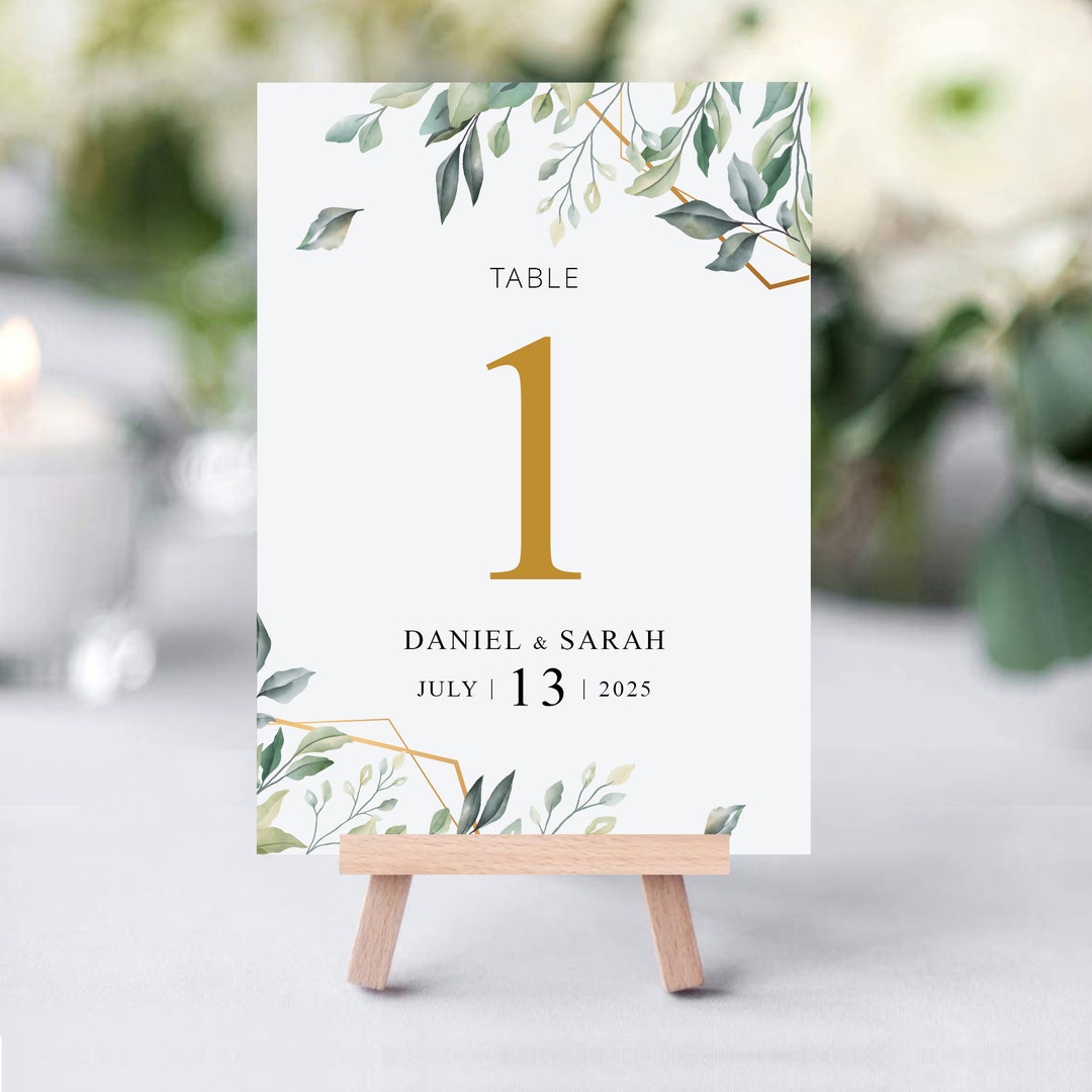Personalised Wedding Table Number Cards, Printable Wedding Table ...
