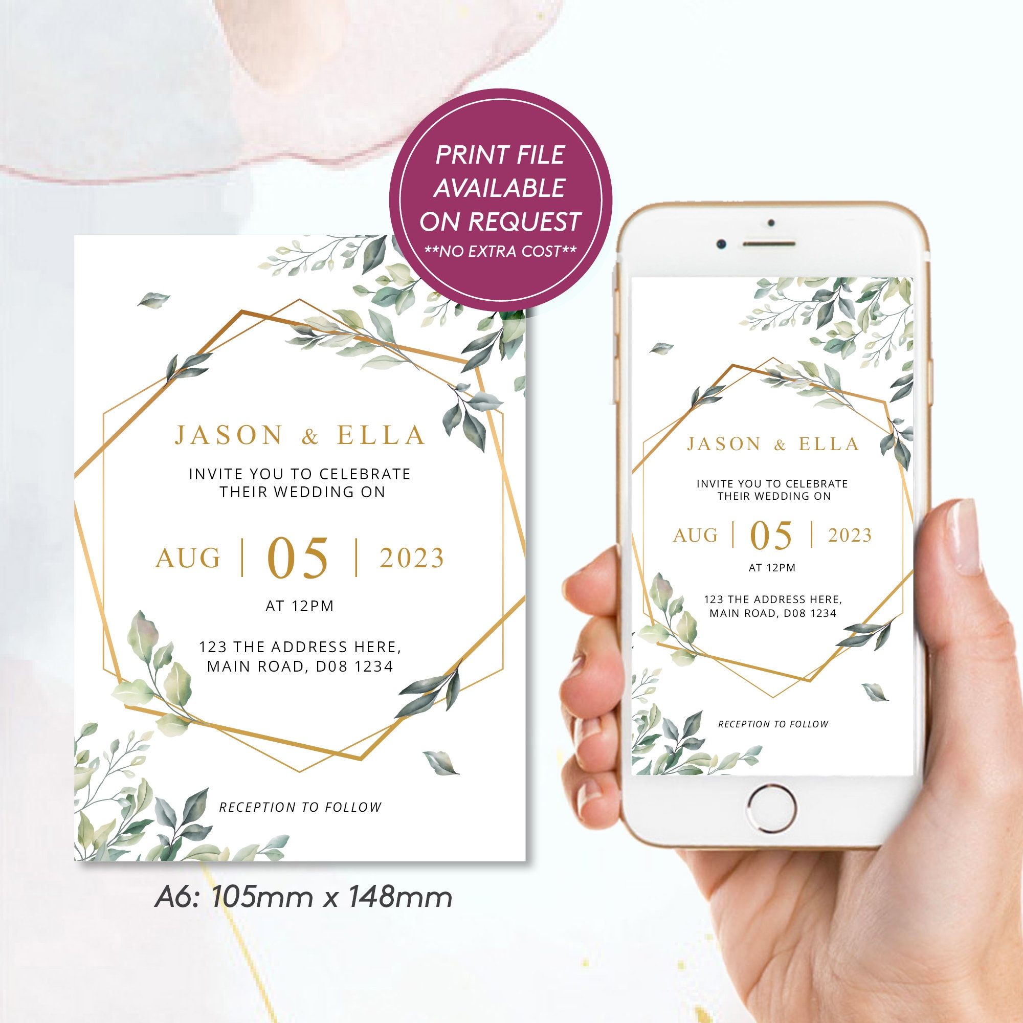 Personalised Digital Wedding Invitation Wedding E-invite - Etsy