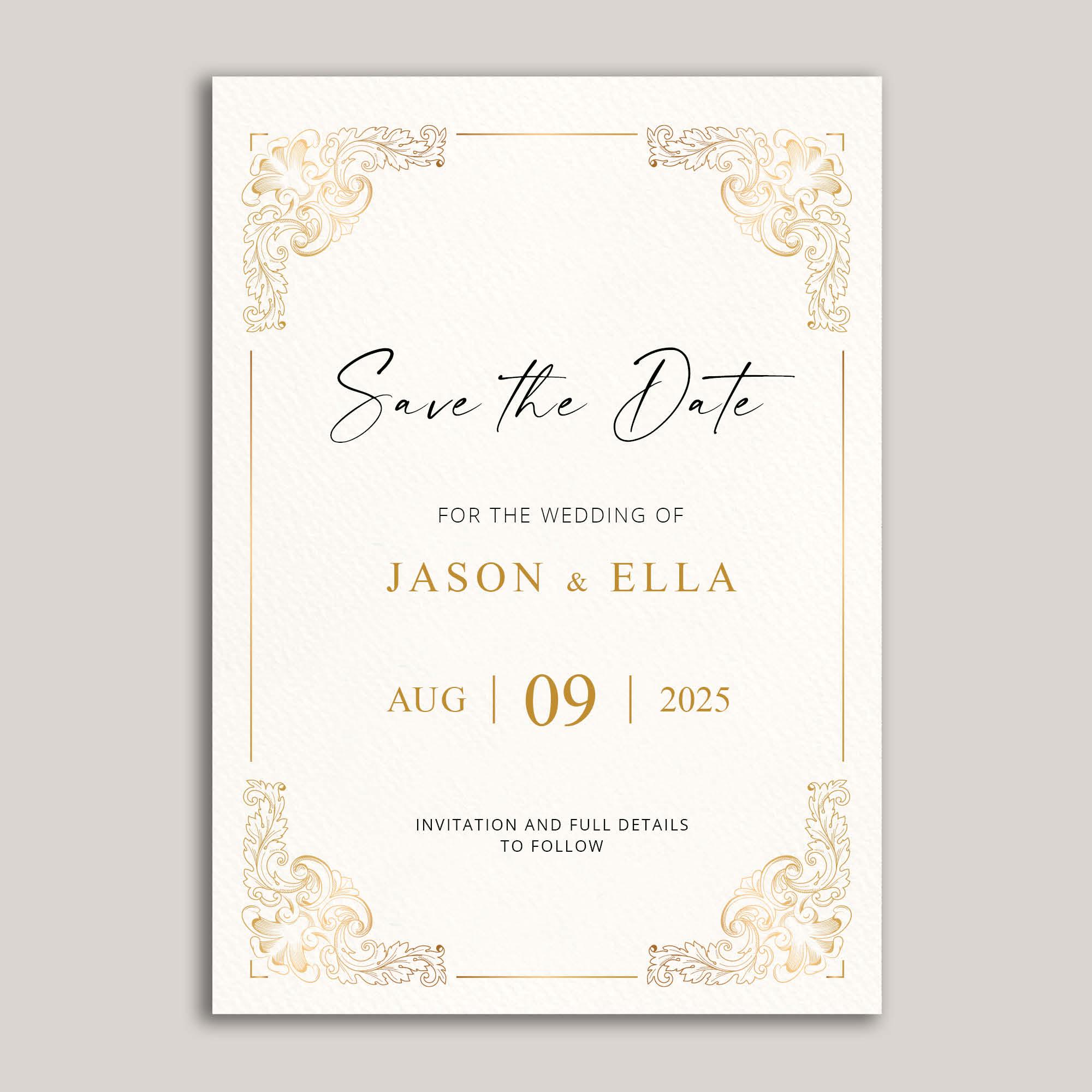 Gold Vintage Frame Clipart: Wedding Invitation Border (digital Download ...